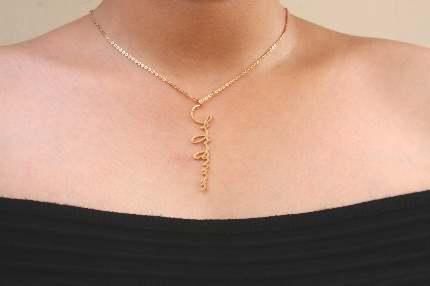 Vertical Signature Pendant - 18k Gold Plated on Luulla